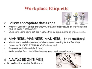 Workplace and Business Etiquette | PPTX
