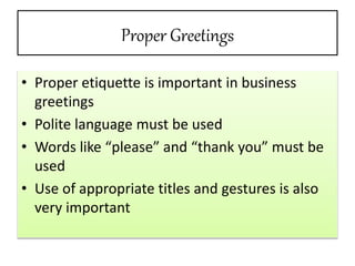 Workplace and Business Etiquette | PPTX