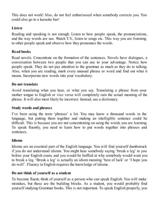 English how to speak english fluently in 1 week free | PDF