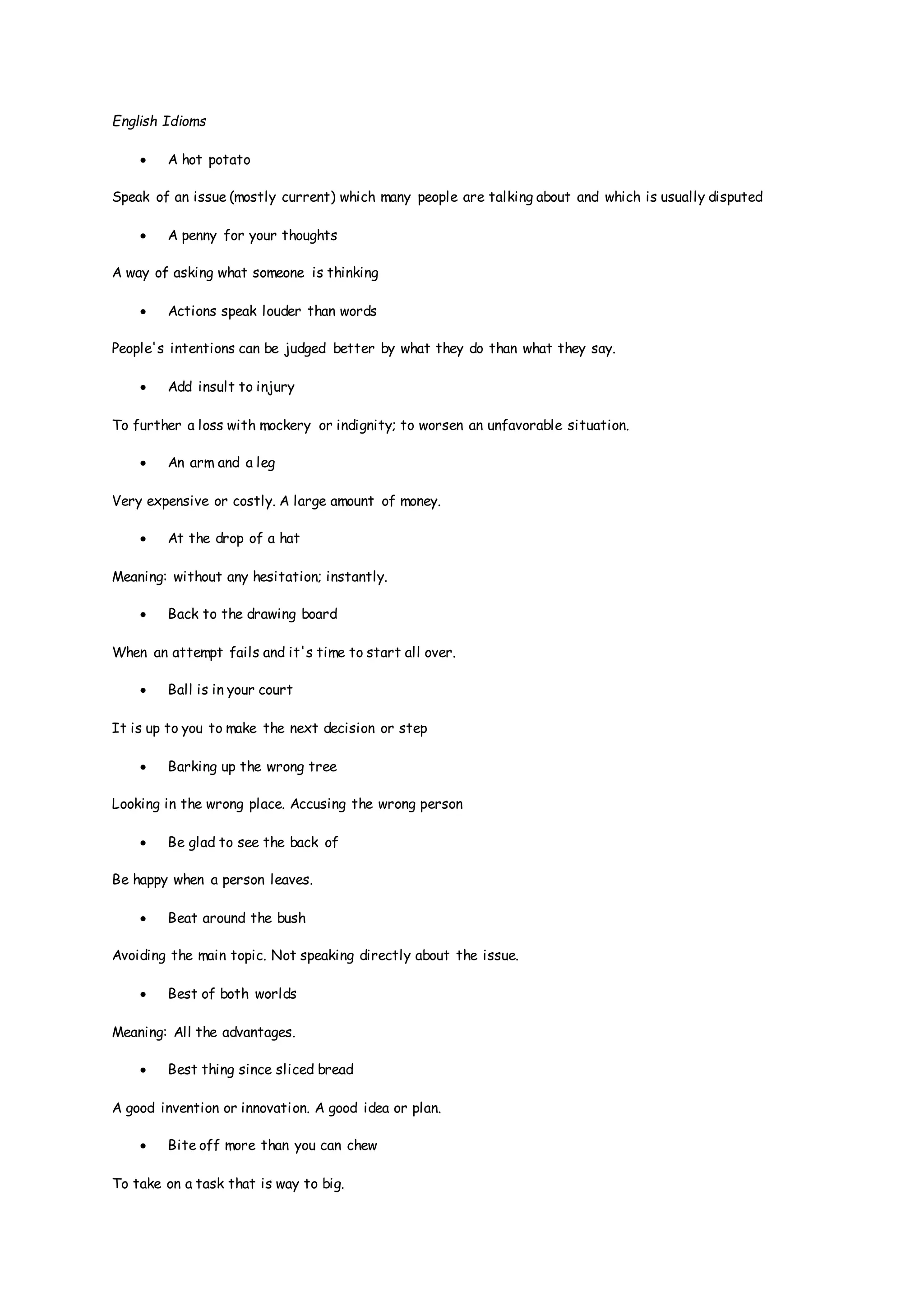 English idioms | DOCX