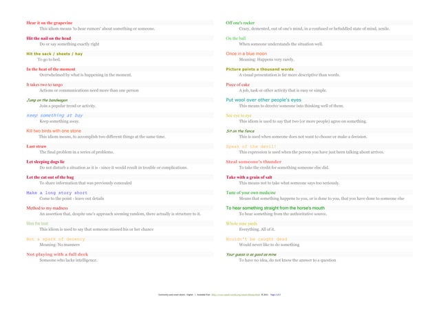 English idioms for final term | PDF