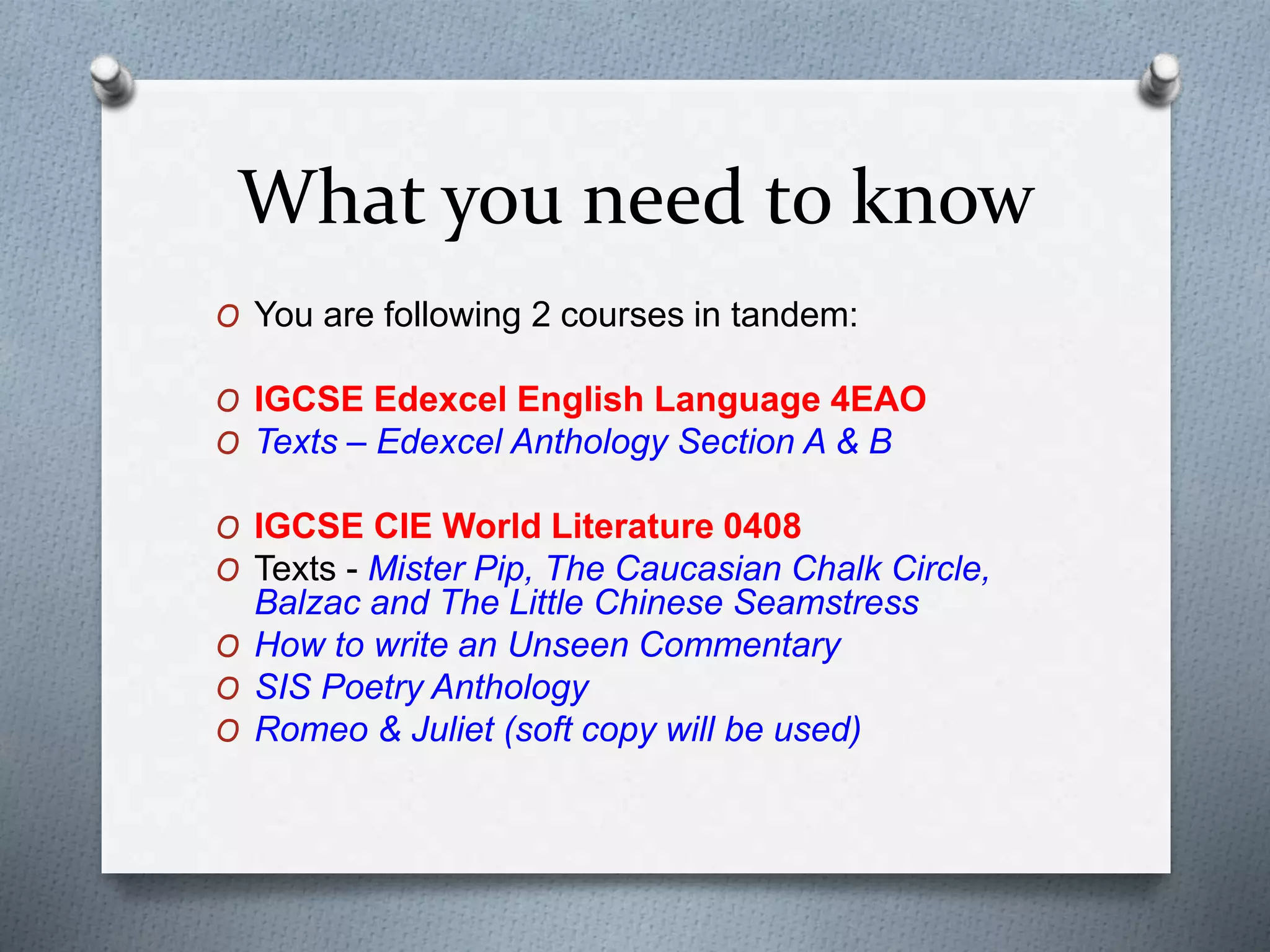 English igcse introduction 2014 | PPTX