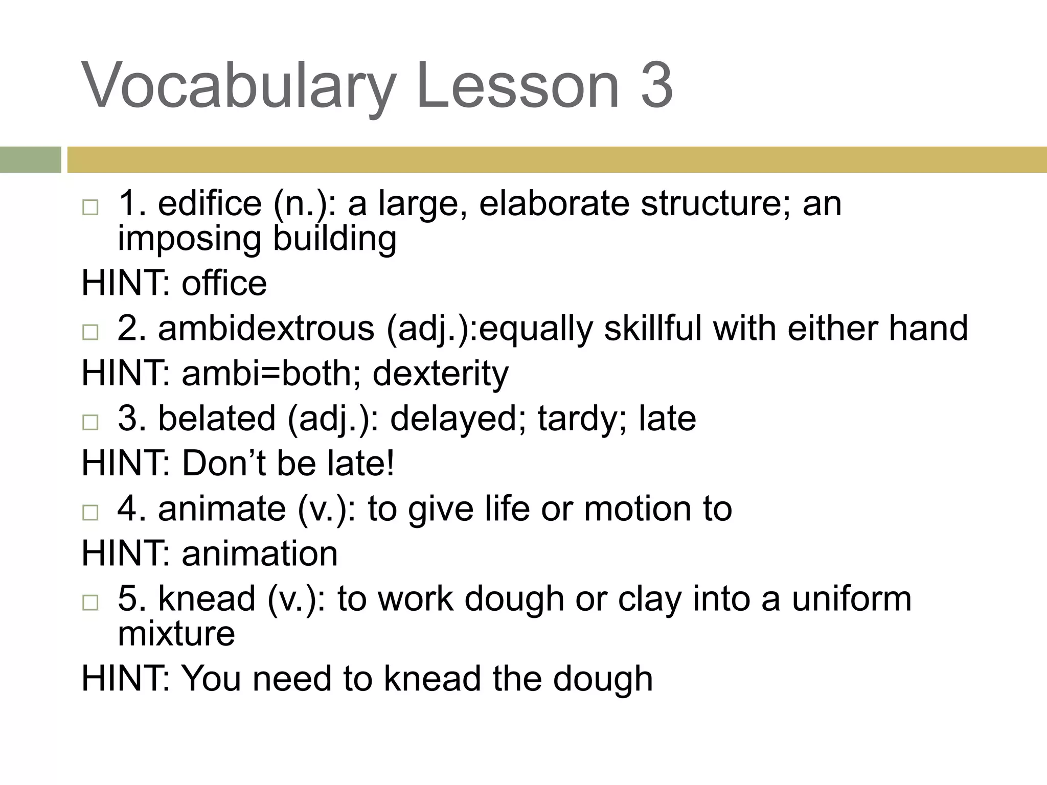 English I Honors Vocab 3 | PPTX