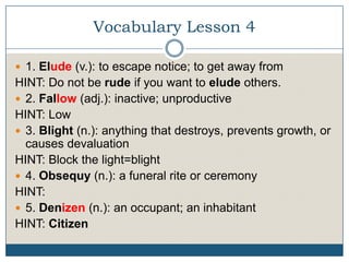 English I Honors Vocabulary 1 4 (60 Words) | PPTX