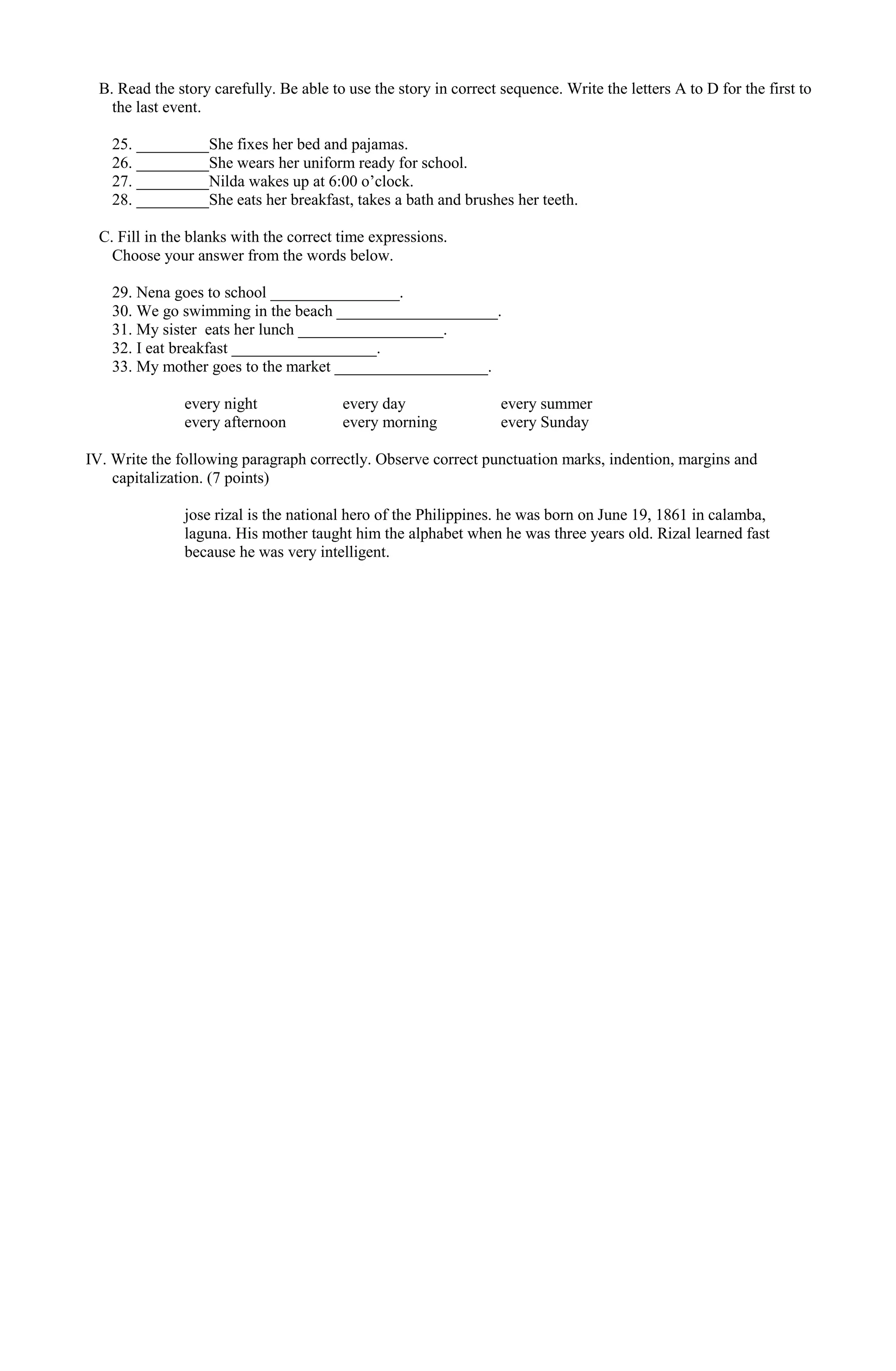 English 3 exam | DOCX