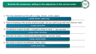 Mastering the Correct Order of Adjectives in English Sentences | PPTX