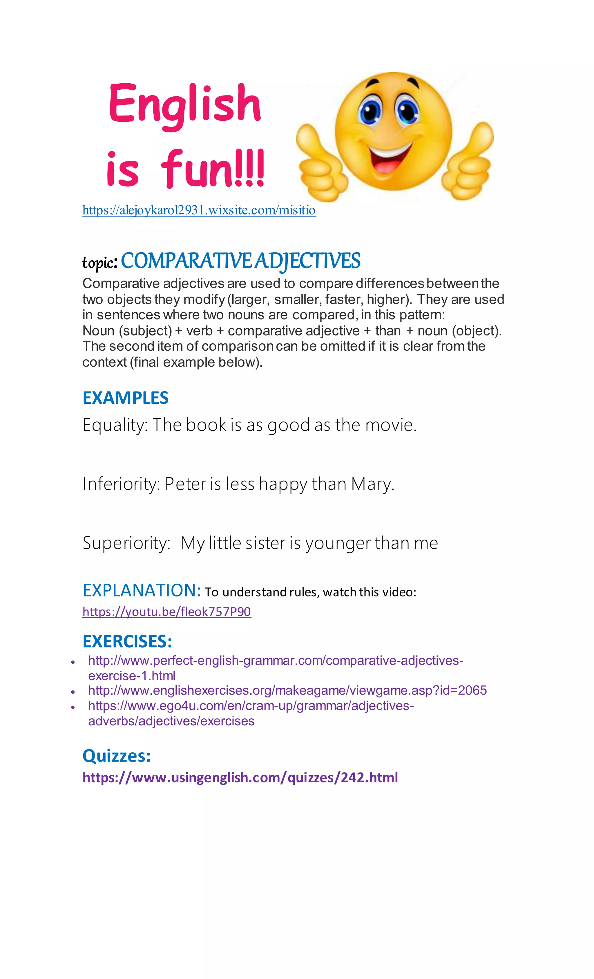 English is fun comparatives | DOCX