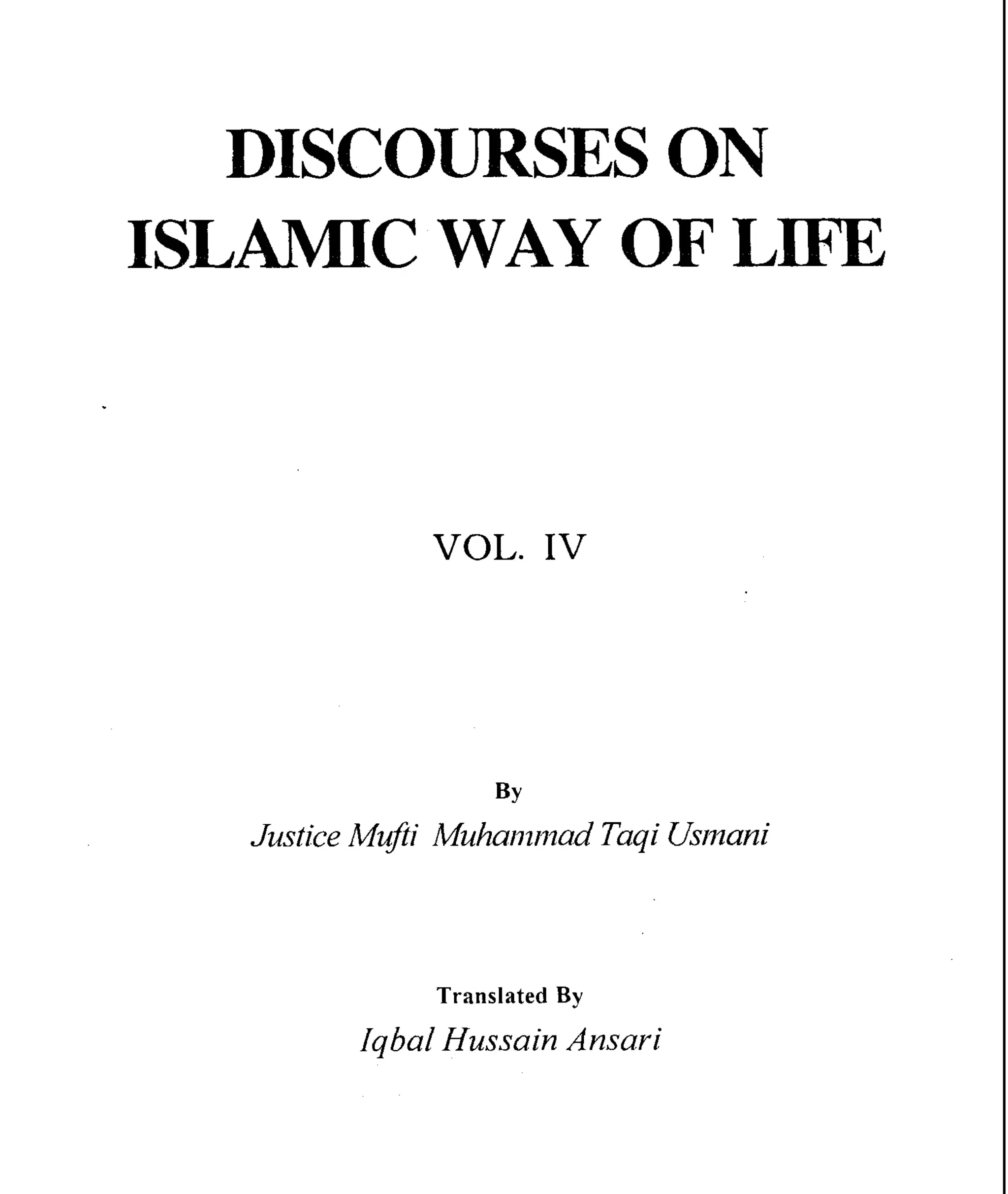 English islahi khutbat discourses on islamic way of life mufti taqi ...