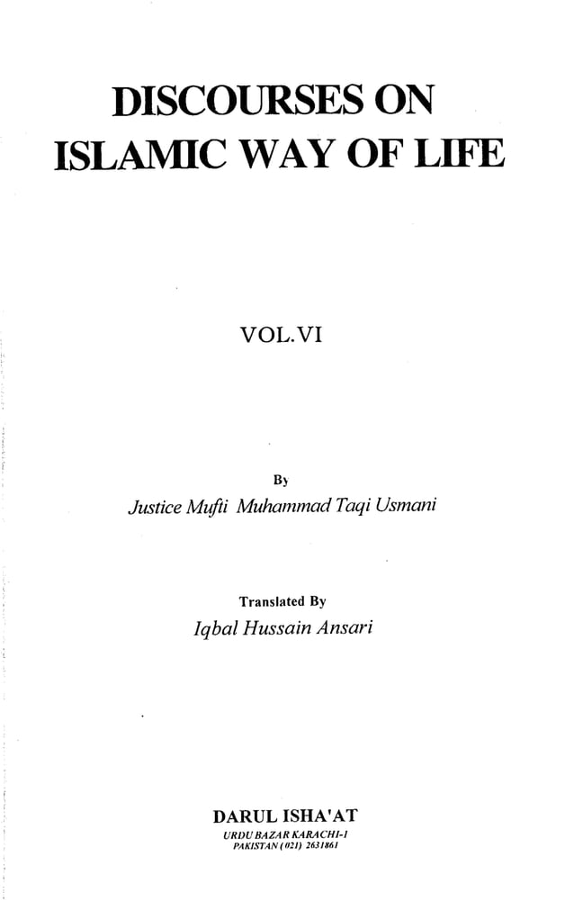 English islahi khutbat discourses on islamic way of life mufti taqi ...
