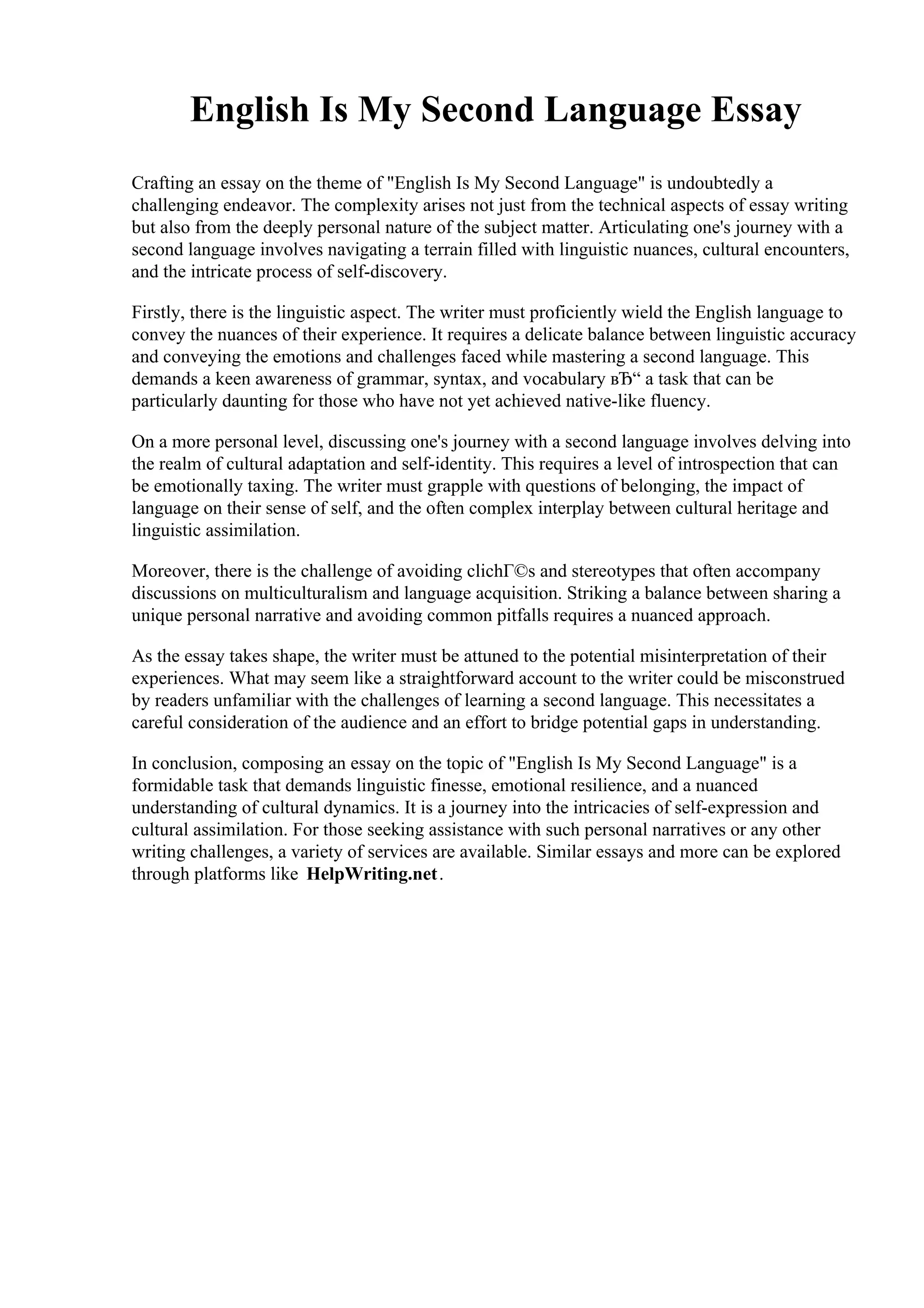 English Is My Second Language Essay.pdf