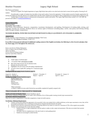 High School English Syllabus