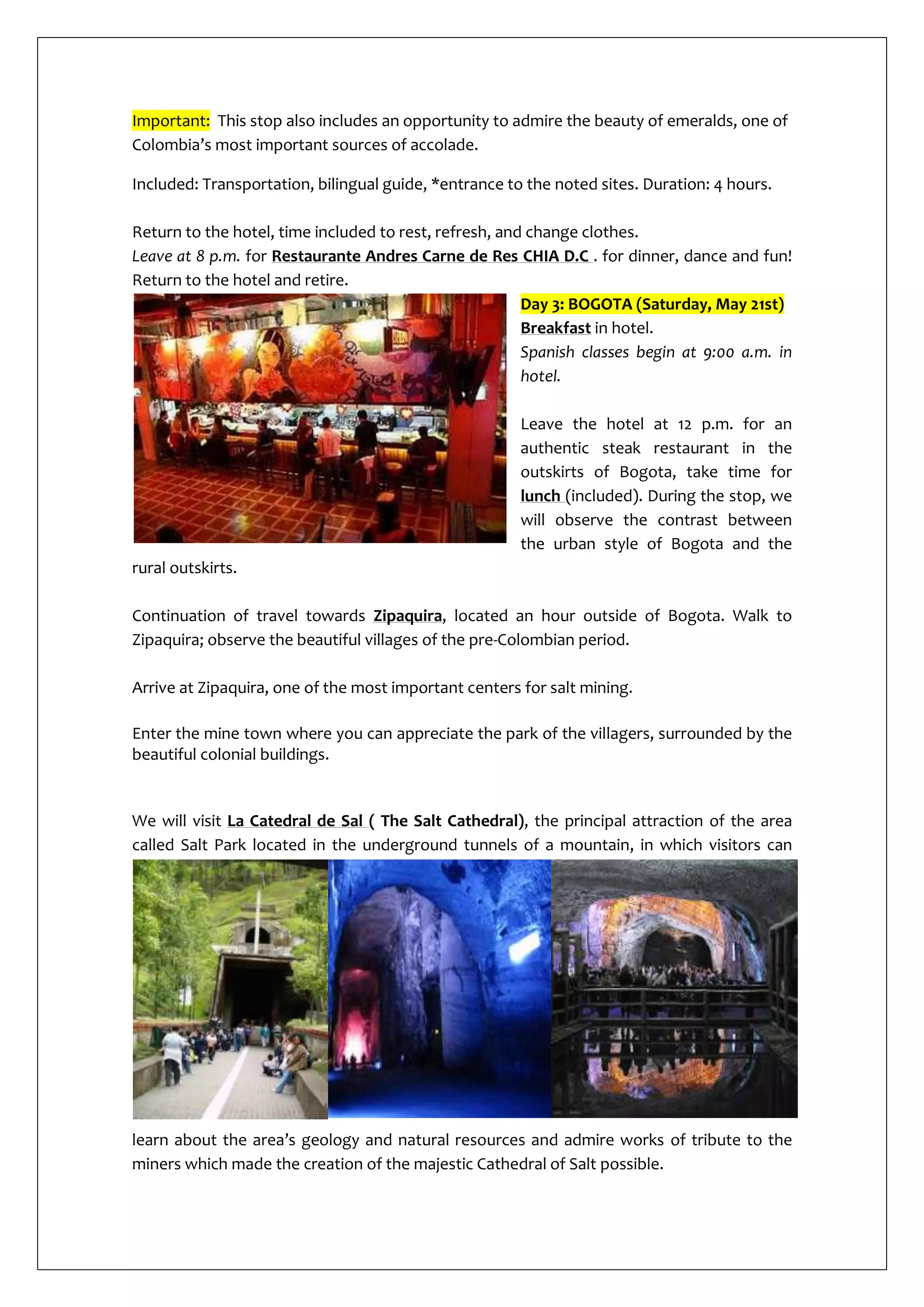 English Itinerary | DOCX