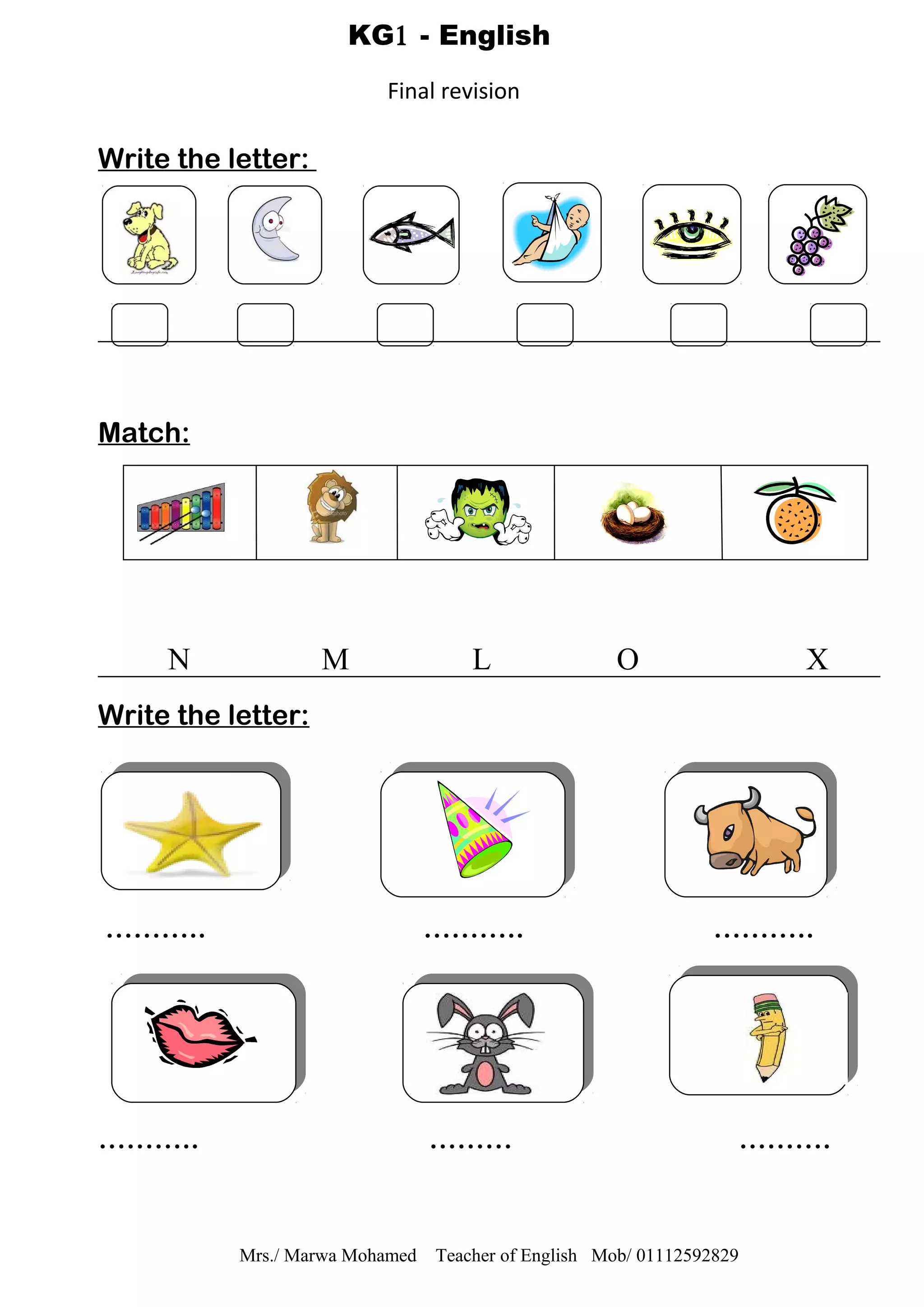 English kg1 final revision | DOC