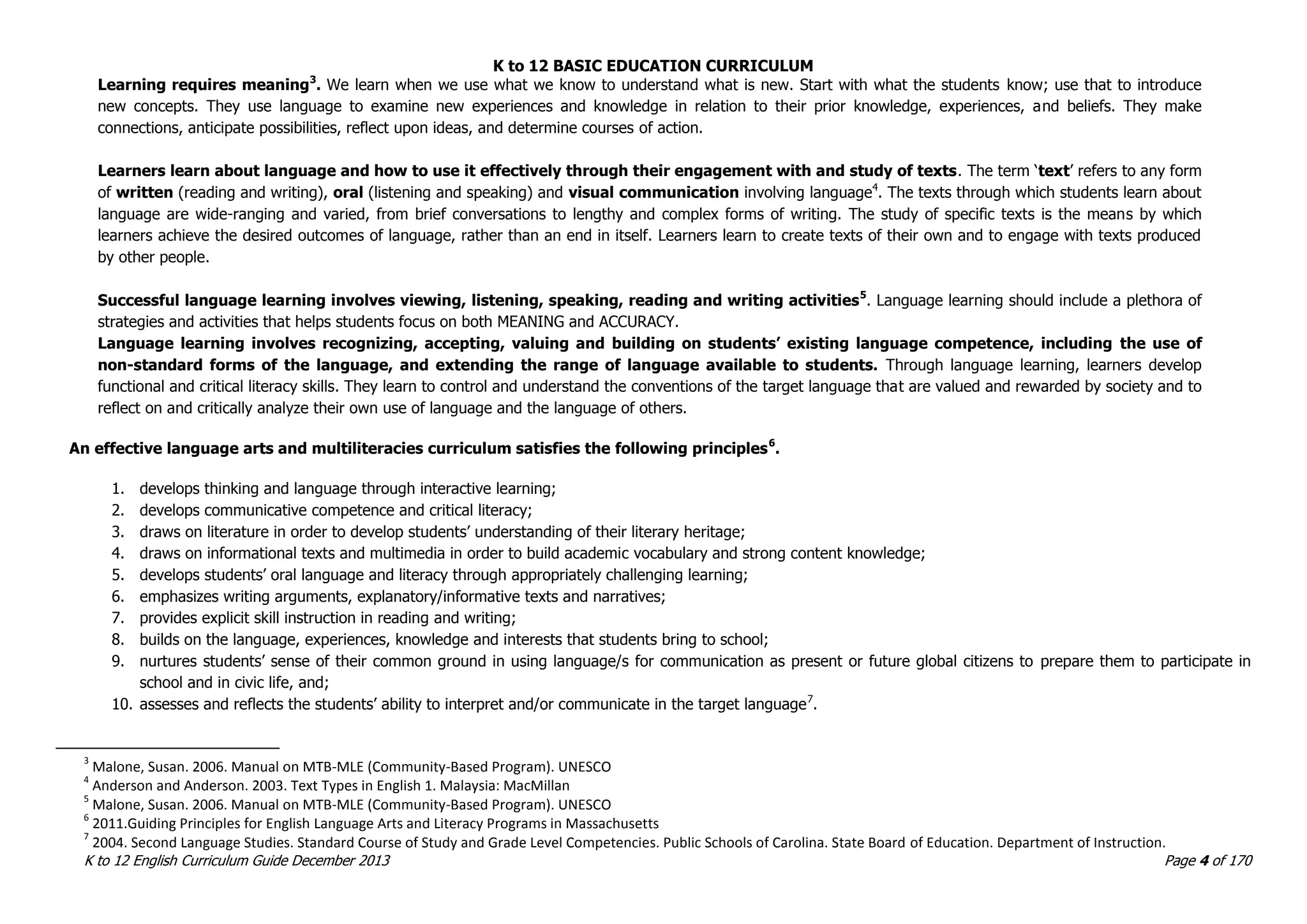 ENGLISH k - 12 Curriculum Guide | PDF