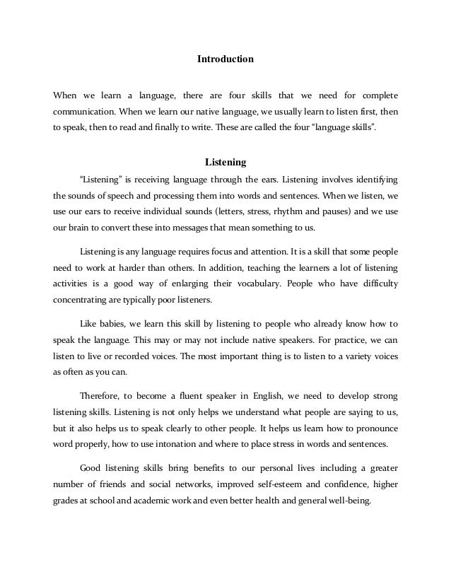 English language : The Four Skills