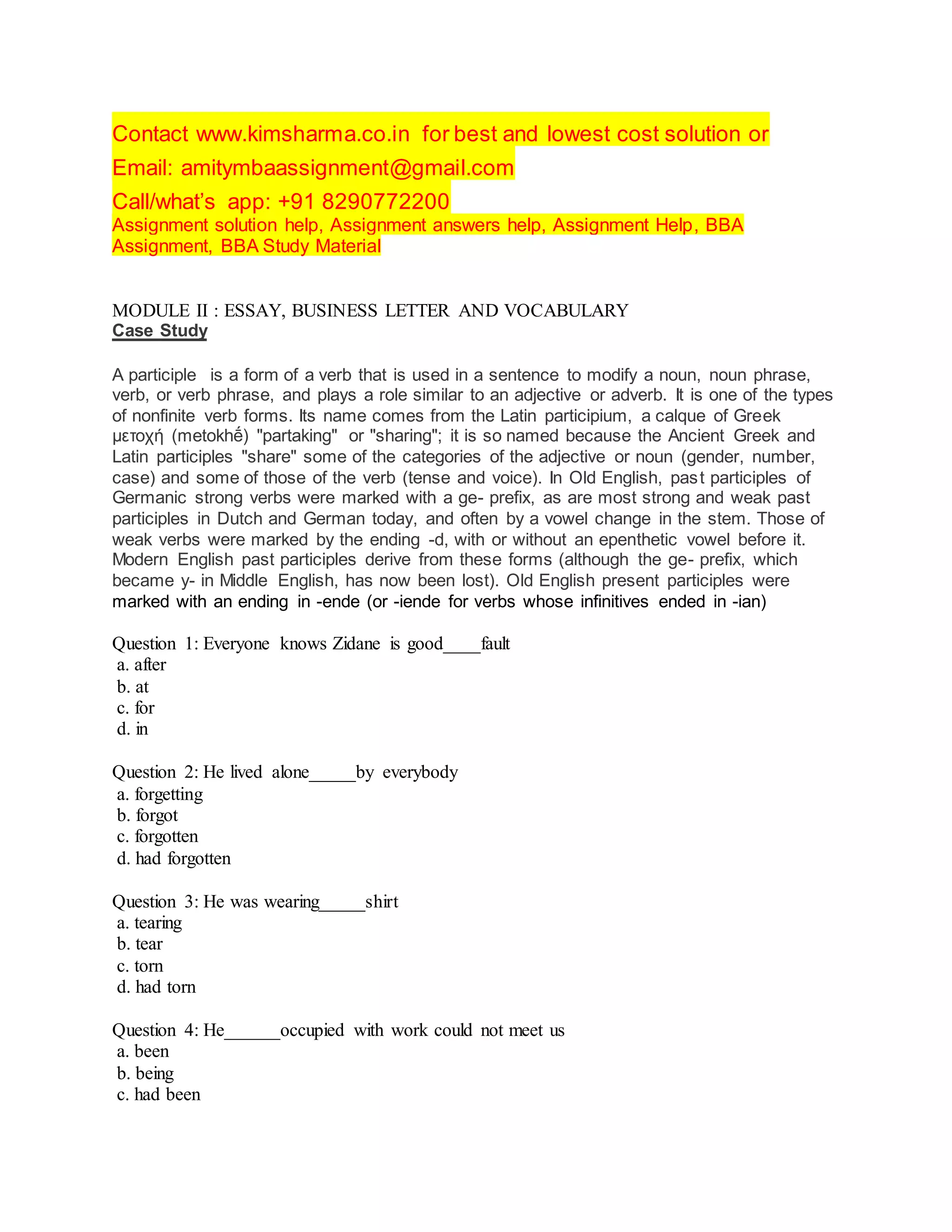 English language BBA Semester 1 | DOCX