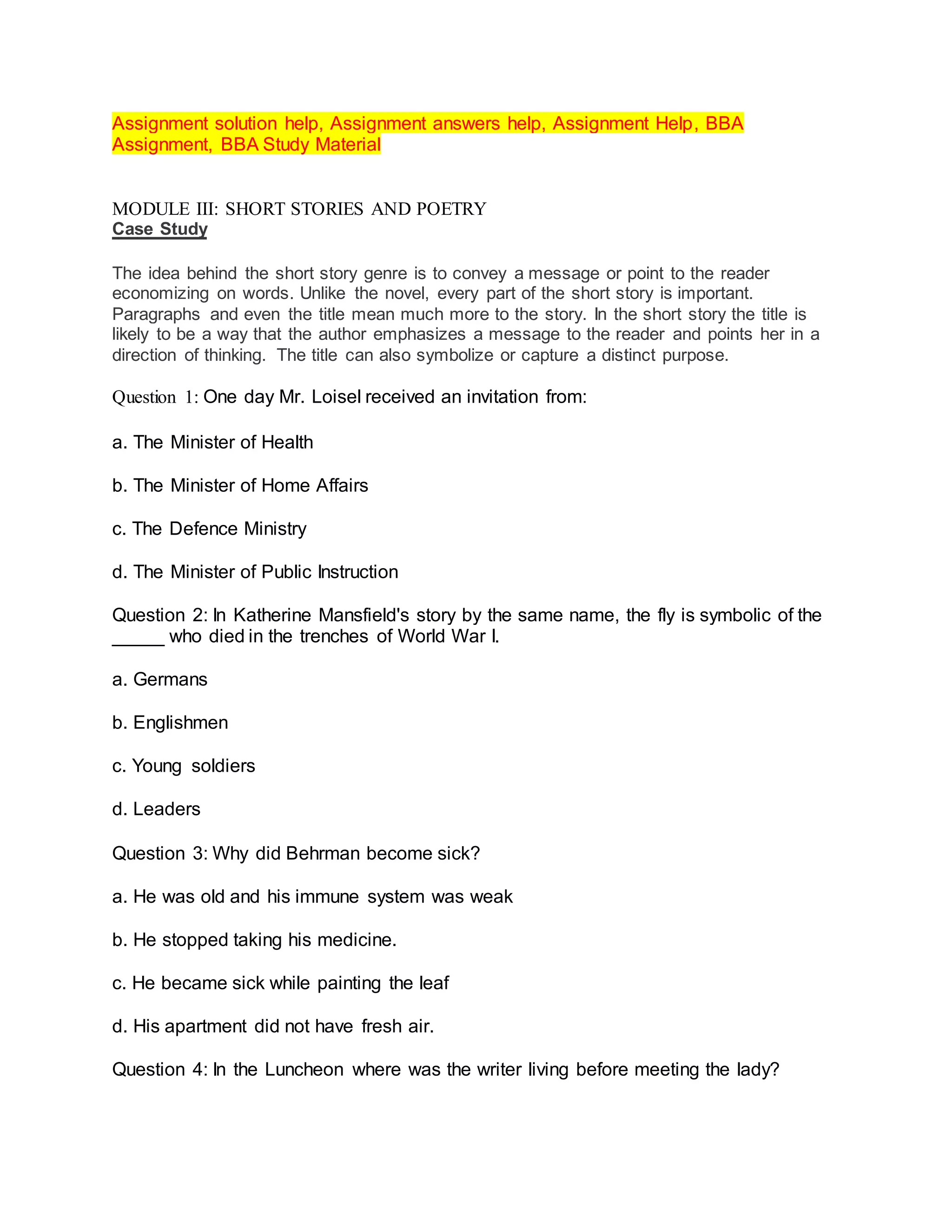 English language BBA Semester 1 | DOCX