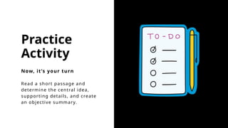 English Language Arts Determining Central Idea Presentation in Colorful ...