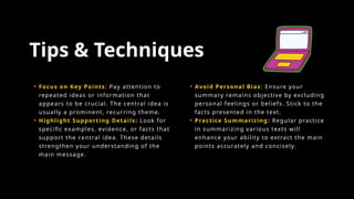 English Language Arts Determining Central Idea Presentation in Colorful ...