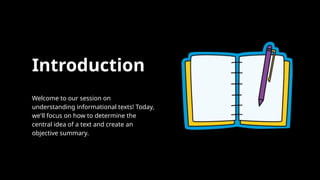 English Language Arts Determining Central Idea Presentation in Colorful ...