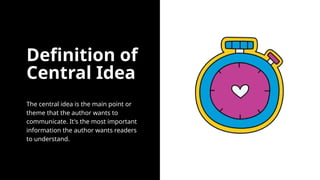 English Language Arts Determining Central Idea Presentation in Colorful ...