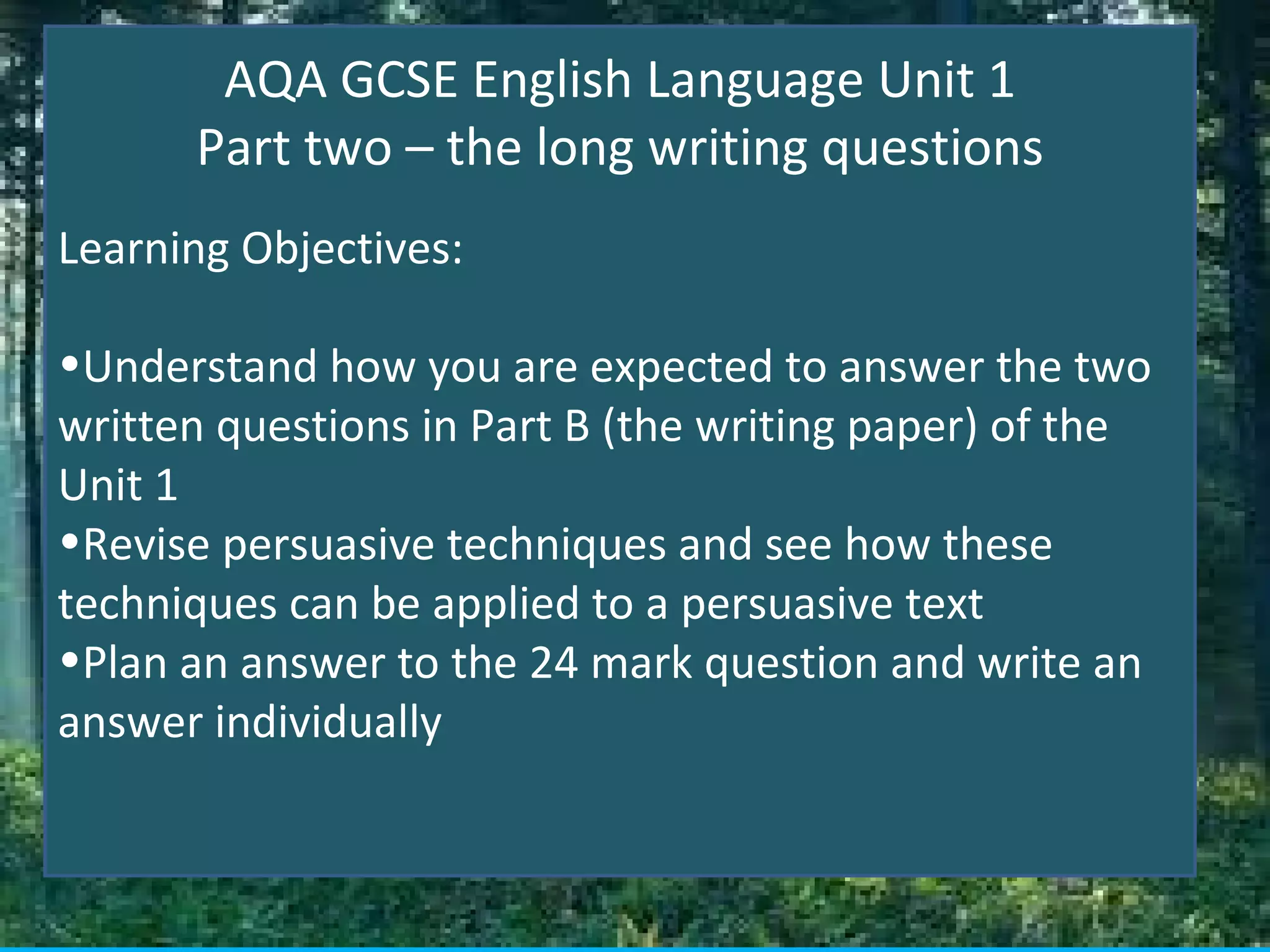 English language exam writing questions | PPT | Educational Assessment ...