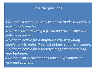 English language exam writing questions | PPT | Educational Assessment ...