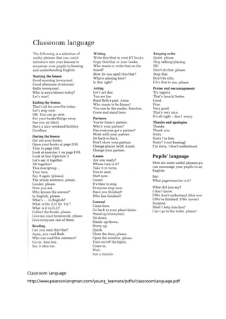 English language in classroom | PDF