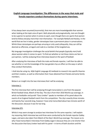 English language investigation | DOCX