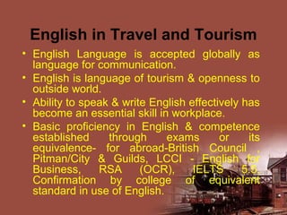 English language skills for travel and tourism | PPT