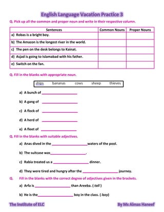 English Language Vacation Practice 3 | PDF