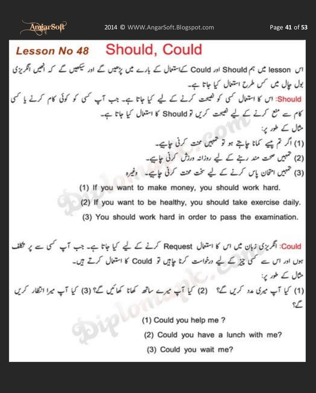 Complete English Learning Course in Urdu From AngarSoft | PDF