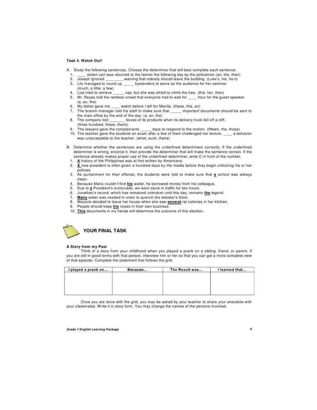 English learning package 2nd quarter | DOCX | Fitness and Exercise ...
