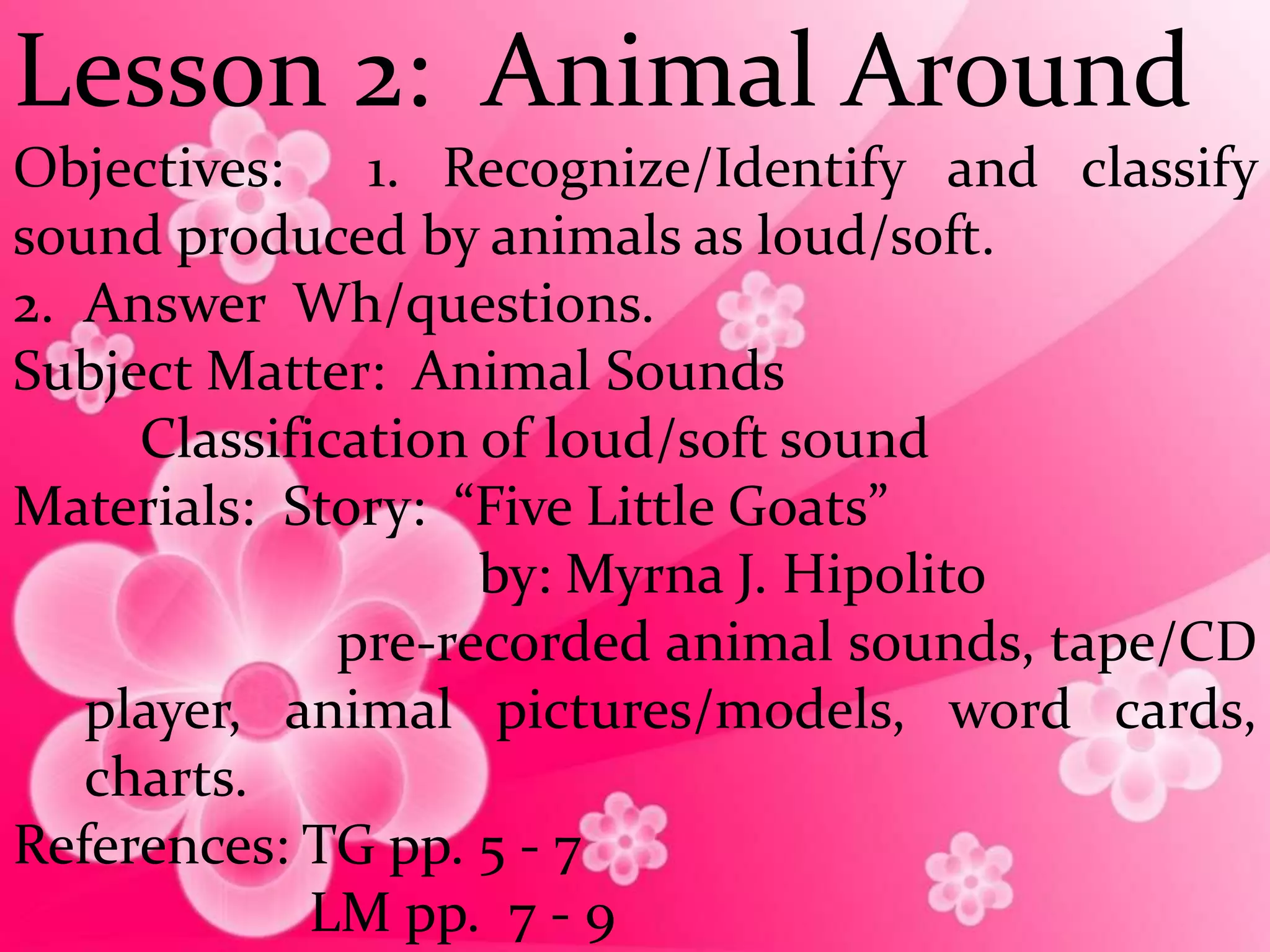 English lesson 2 animal sound | PPTX