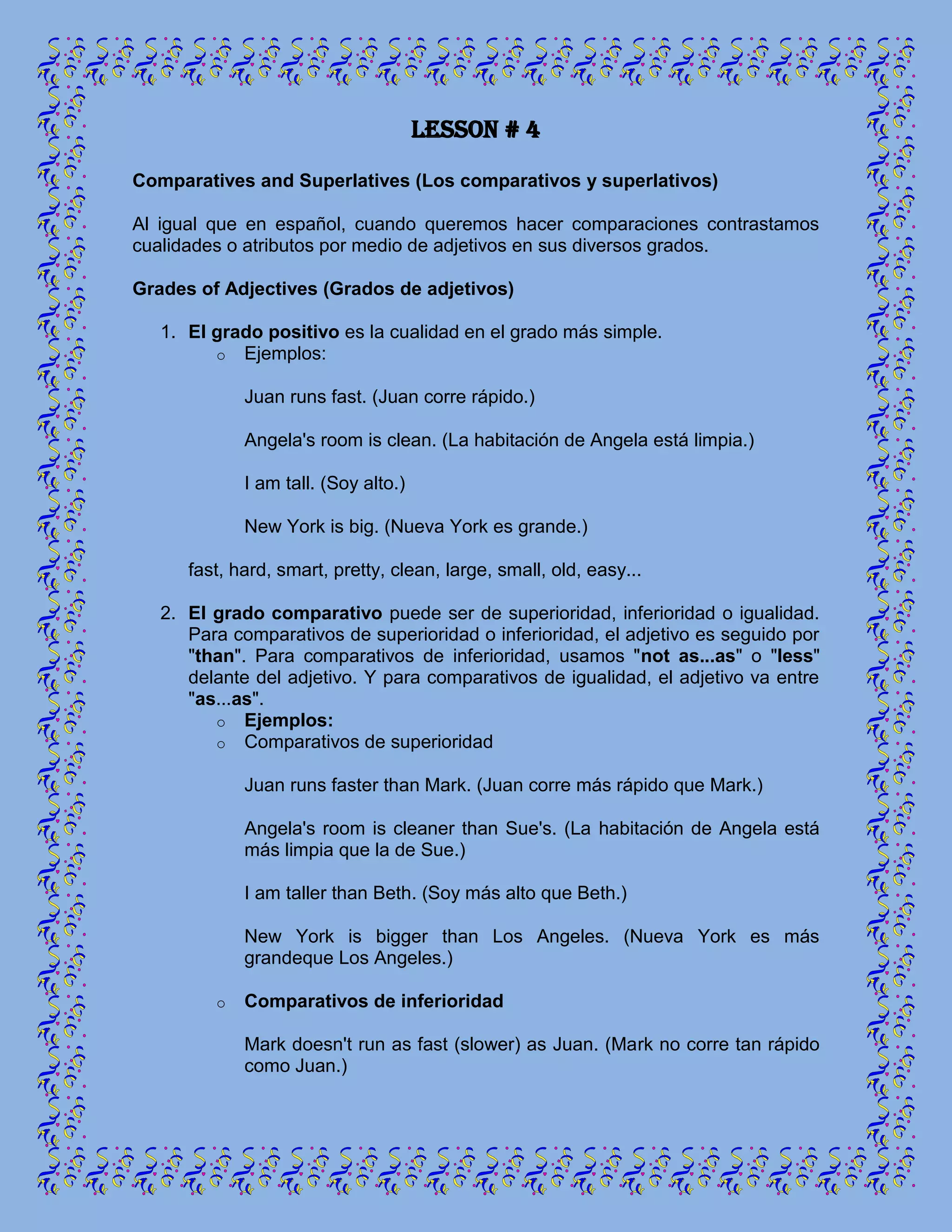 English lesson numero 4 | DOCX