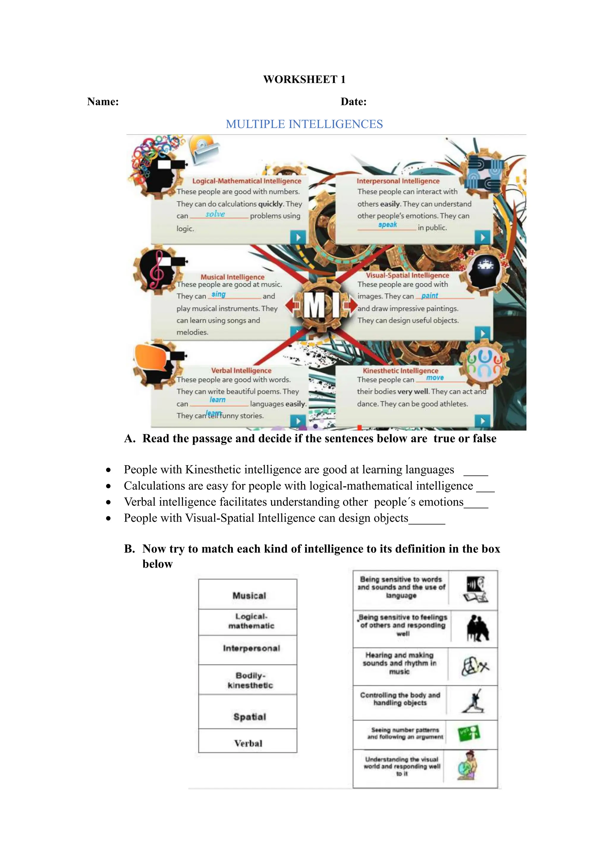 ENGLISH LESSON PLAN_MULTIPLE INTELLIGENCES | DOCX