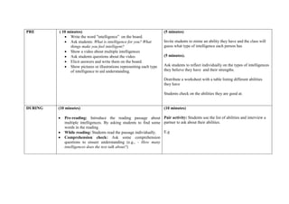 ENGLISH LESSON PLAN_MULTIPLE INTELLIGENCES | DOCX