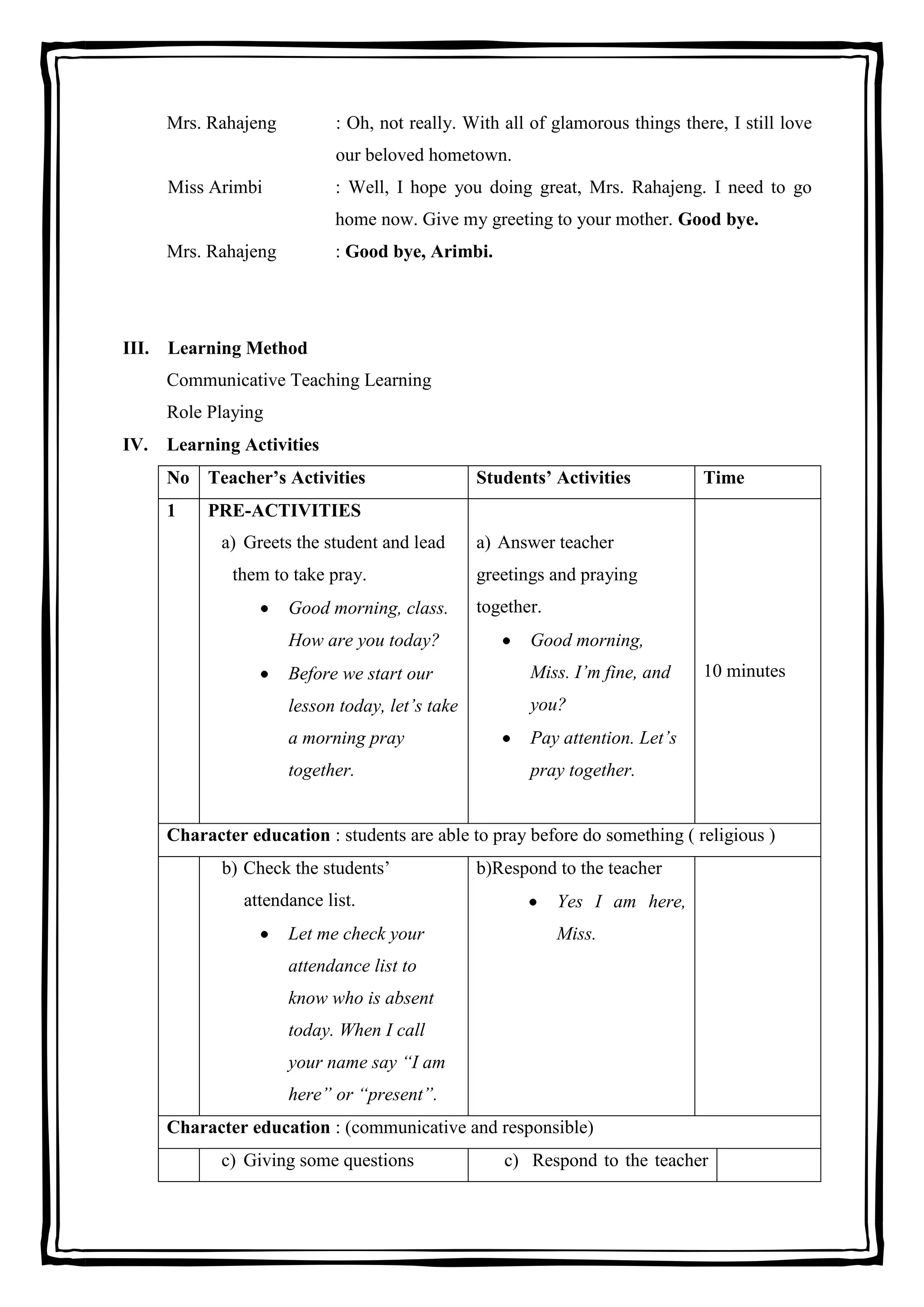 Character Education Lesson Plans