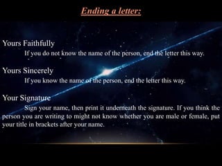 Letterss and its types. letter samples . applications | PPT