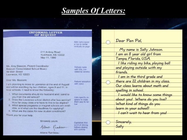 Letterss and its types. letter samples . applications | PPT