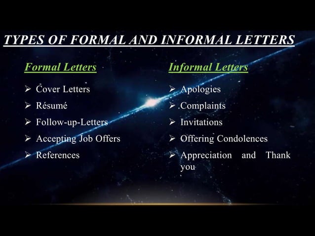 Letterss and its types. letter samples . applications | PPT