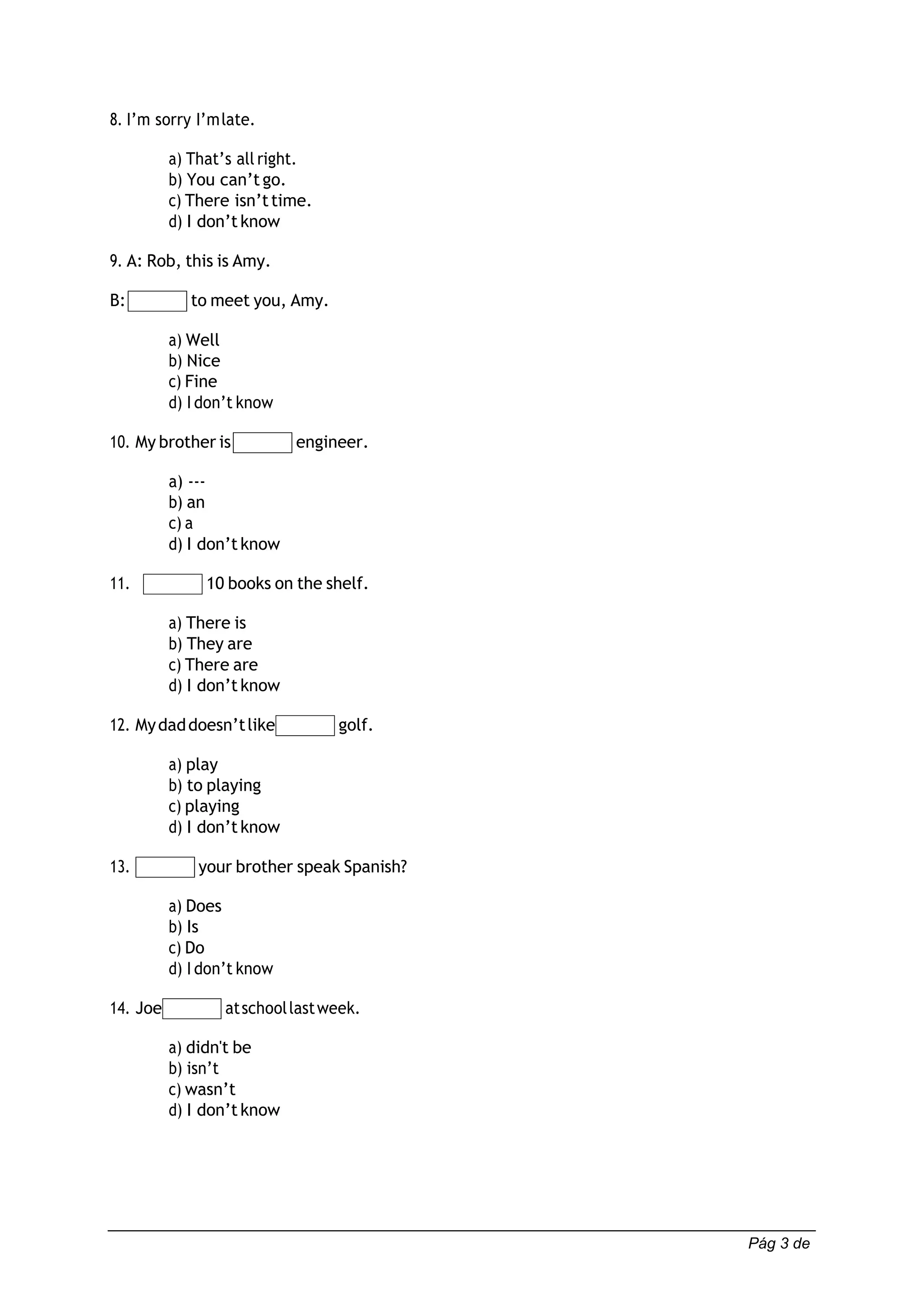 English level test | PDF | Education