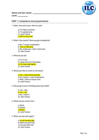 English level test (1) | PDF