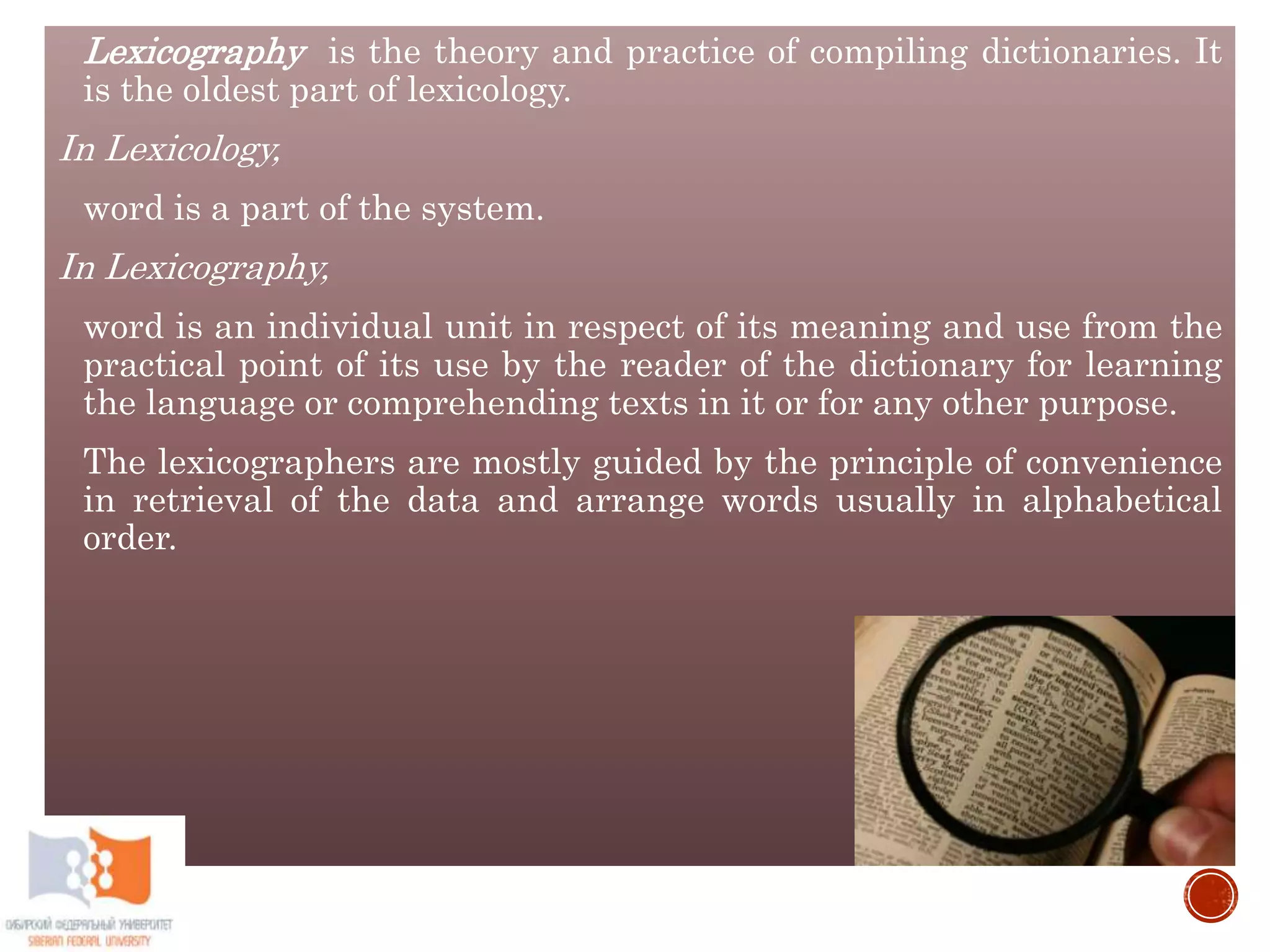 English Lexicography | PPTX