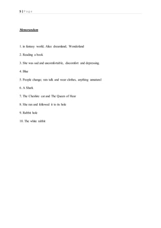 Alice and adventures in Wonderland | DOCX