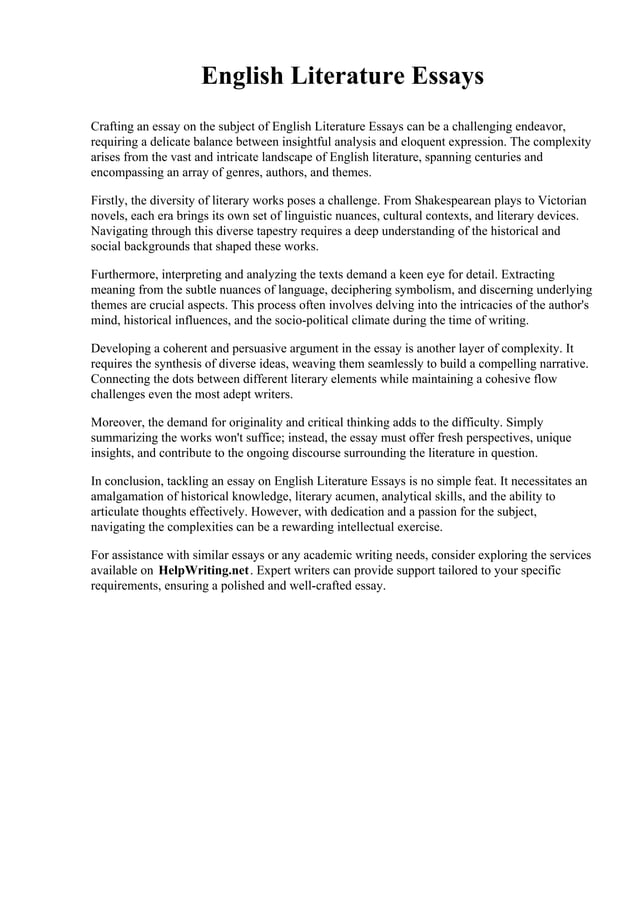 English Literature Essays | PDF