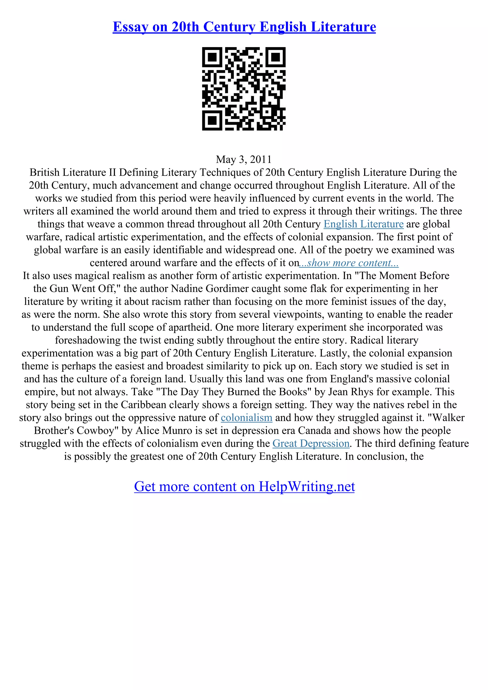 English Literature Essay Structure | PDF