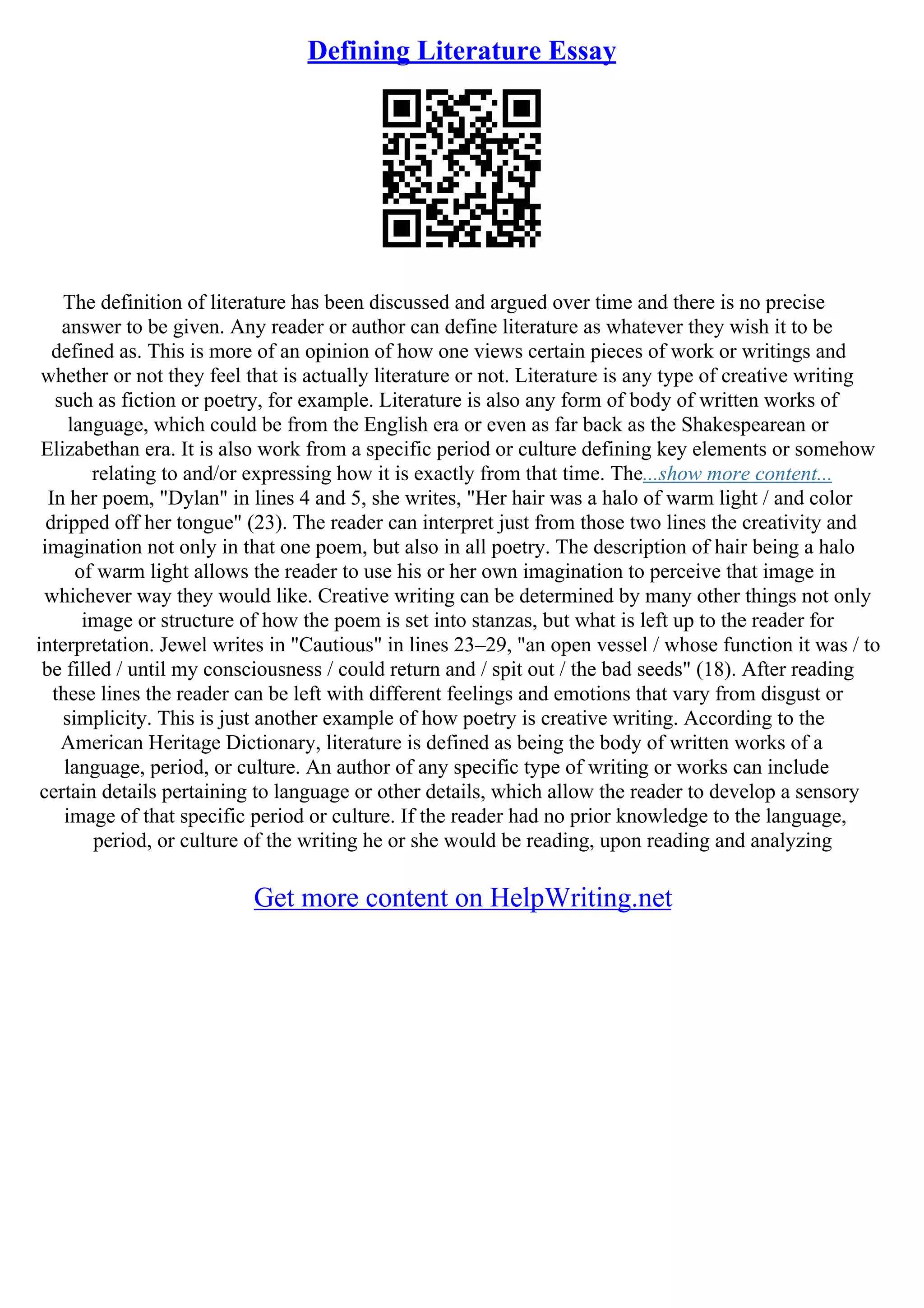 English Literature Essay Structure | PDF