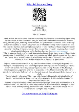 English Literature Essay Structure | PDF