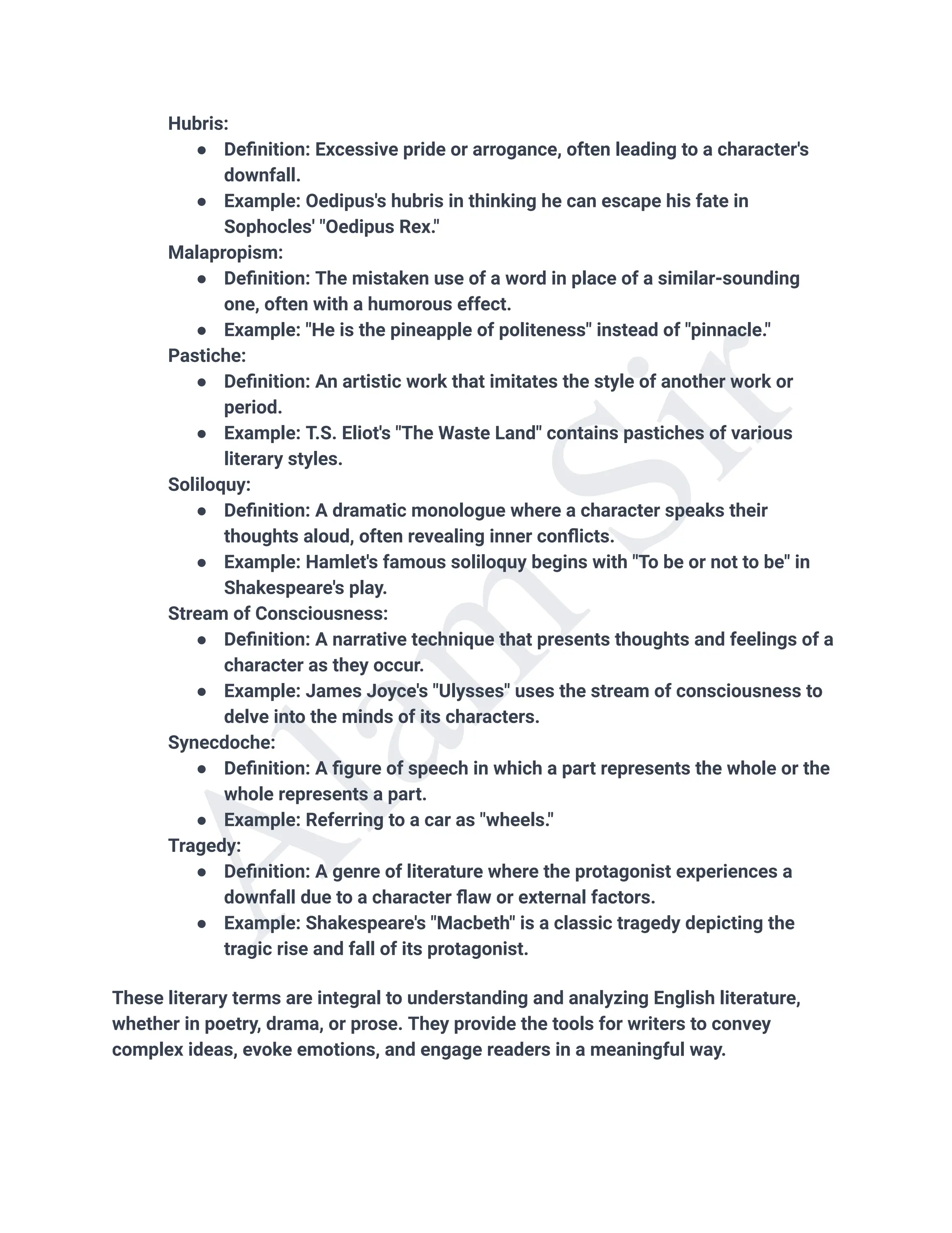 English Literary Terms of Empowering English | PDF